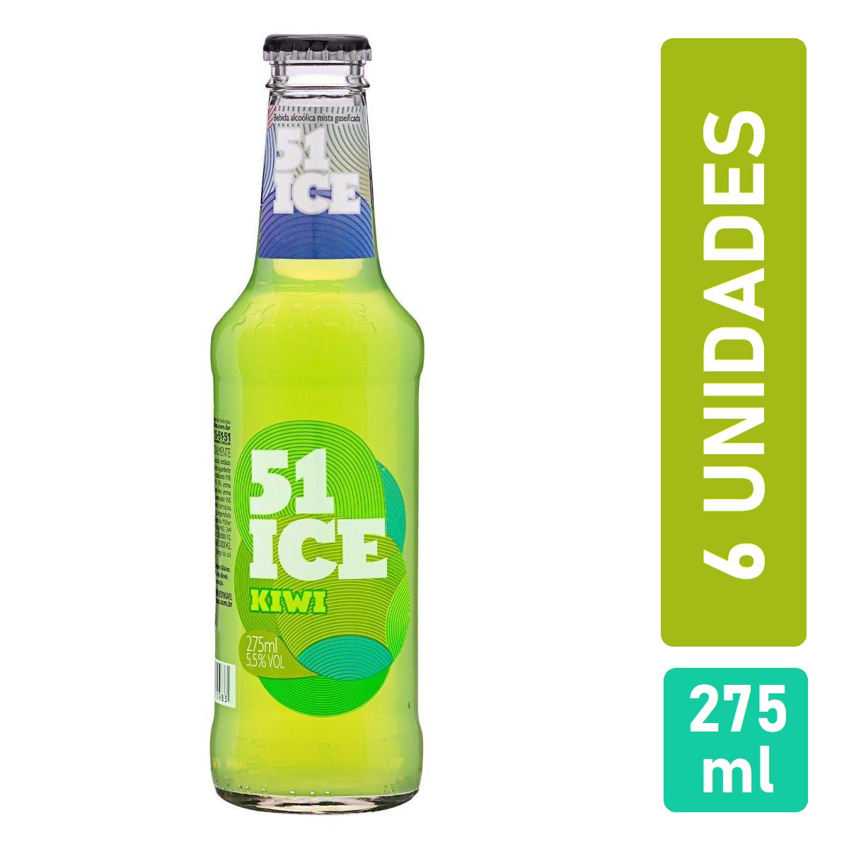 Bebida Ice 51 Kiwi Long Neck 275ml Com 6 Unidades